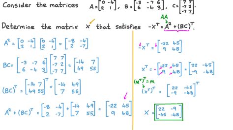 question video finding an unknown matrix using operations on matrices nagwa