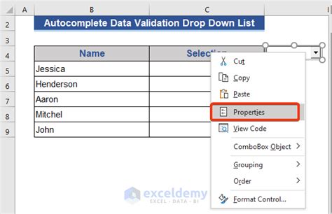 autocomplete data validation drop down list in excel 2 methods