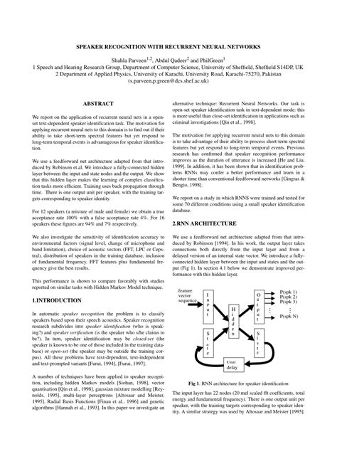pdf speaker recognition with recurrent neural networks