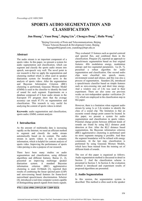 pdf sports audio segmentation and classification
