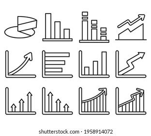 Data Graph Chart Icons Set Stock Vector Royalty Free 1958914072