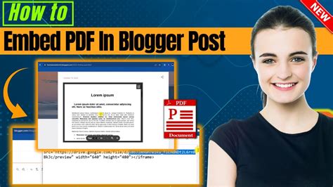 how to embed pdf file in blogger post 2024 display pdf in blogspot youtube