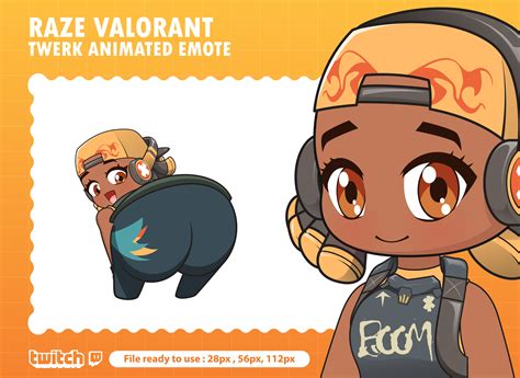 Raze Valorant Twerk Animated Emote For Discord Booty Emote Discord Animated Emotes Etsy