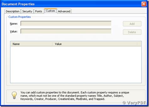 how to add a customized description to a pdf document using advanced pdf tools verypdf