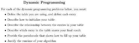 Solved Dynamic Programming For Each Of The Dynamic