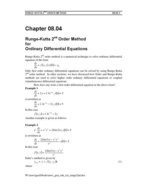 08 04 runge kutta 2nd order method for ode subtraction mathematical concepts