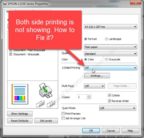 solved how to fix if both sides printing option is not showing 2 sided printing