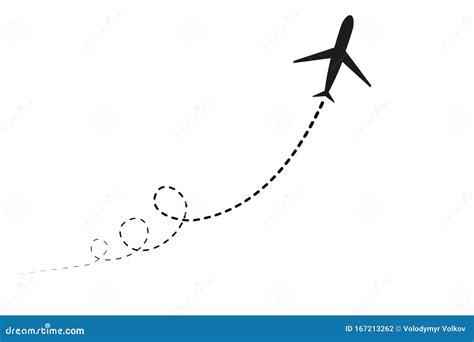 Airplane Path With Dashed Flight Route Path Trace Vector Paper Plane