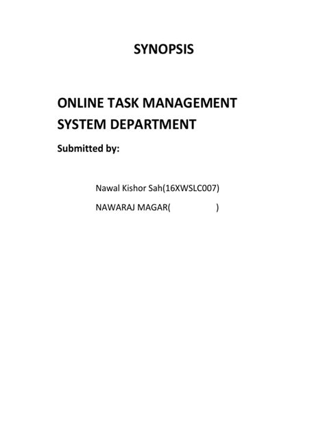 synopsis of online task management system pdf 64 bit computing databases