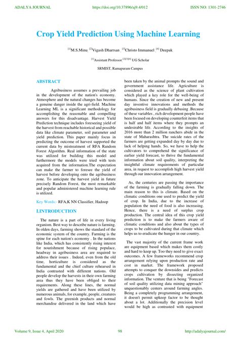 pdf crop yield prediction using machine learning