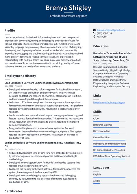 Netflix Embedded Software Engineer Resume Examples