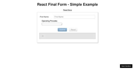 React Final Form Simple Example Codesandbox
