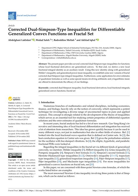 pdf corrected dual simpson type inequalities for differentiable generalized convex functions