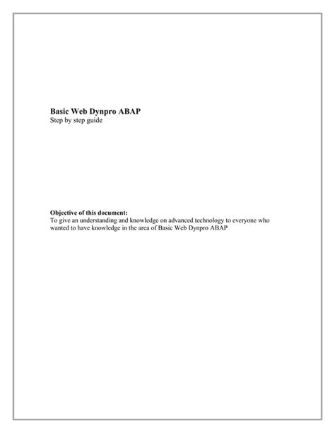 Step By Step Guide To Basic Web Dynpro Abap PDF