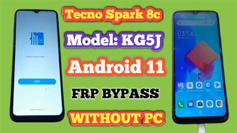 Tecno Spark 8c Android 11 Frp Bypass Without PC Model KG5J Android11