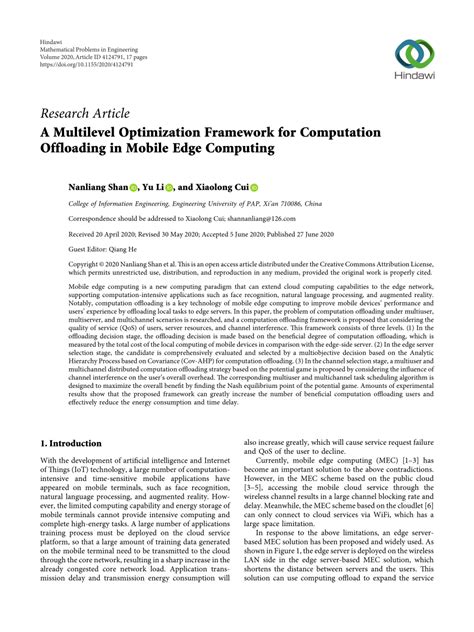 pdf a multilevel optimization framework for computation offloading in mobile edge computing