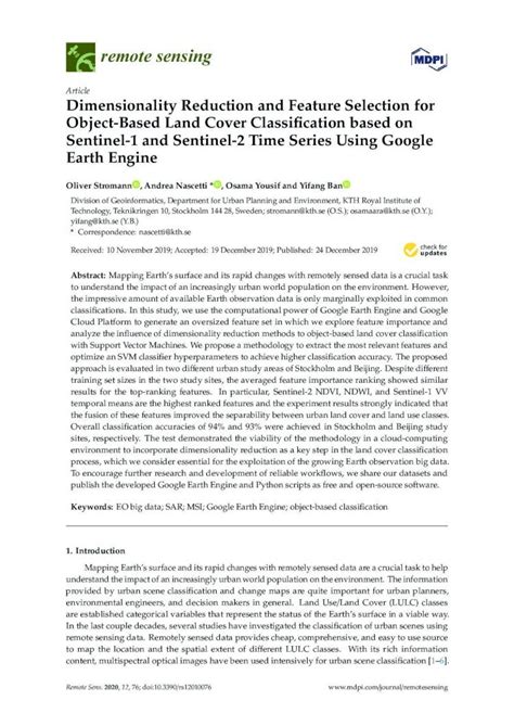 PDF Dimensionality Reduction And Feature Selection For Object