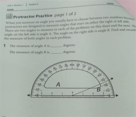 solved unit 5 module 1 session 6 name protractor practice p[geometry] gauthmath