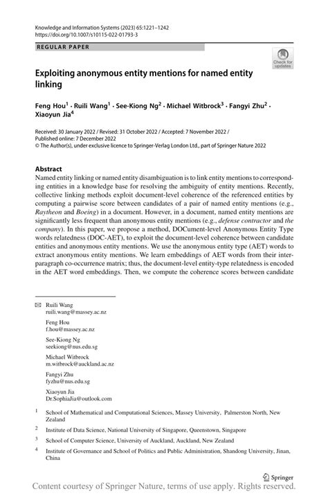 exploiting anonymous entity mentions for named entity linking request pdf