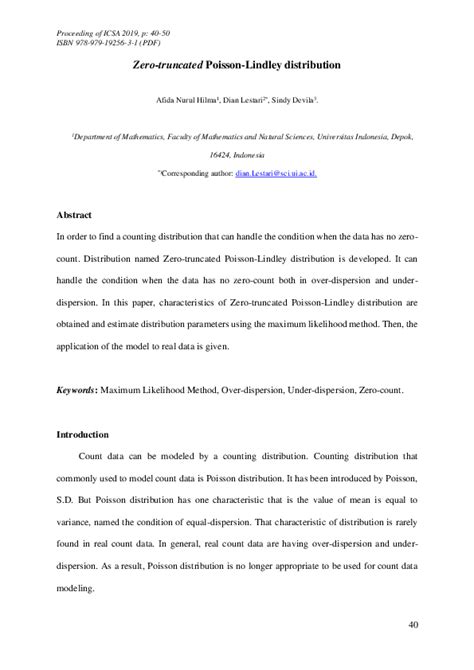 pdf zero truncated poisson lindley distribution dian lestari