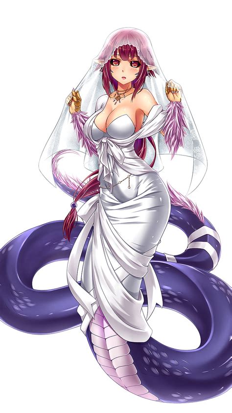 1920x1080px 1080p Free Download Anime Anime Girls Cleavage Lamia Long Hair White Dress