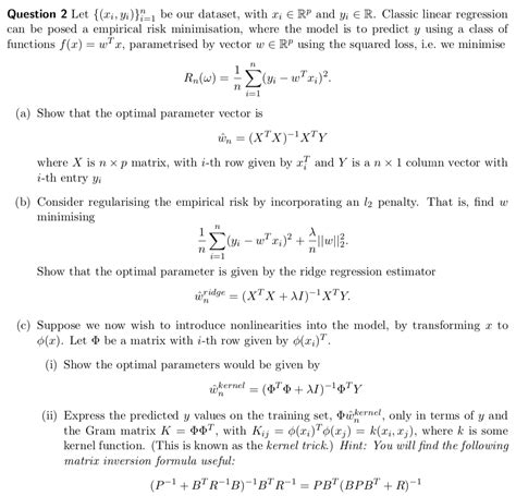 question 2 let { xi yi } 1 be our dataset with xi