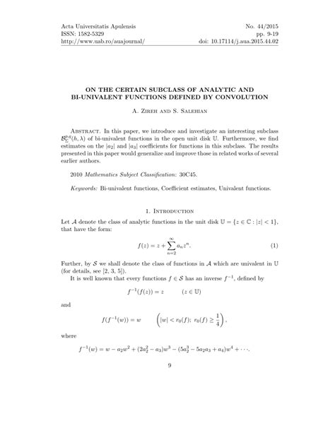 pdf on the certain subclass of analytic and bi univalent functions defined by convolution