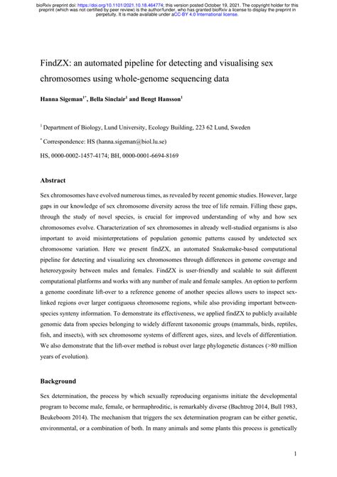 pdf findzx an automated pipeline for detecting and visualising sex chromosomes using whole