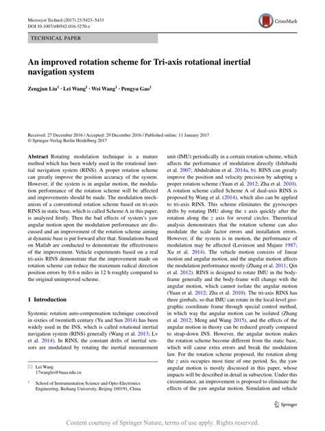 an improved rotation scheme for tri ais rotational inertial navigation system request pdf