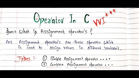 Assignment Operator In C Programming C Programming Tutorial Easy Explanation Handwritten