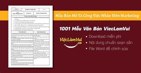 Mẫu bản mô tả công việc nhân viên marketing