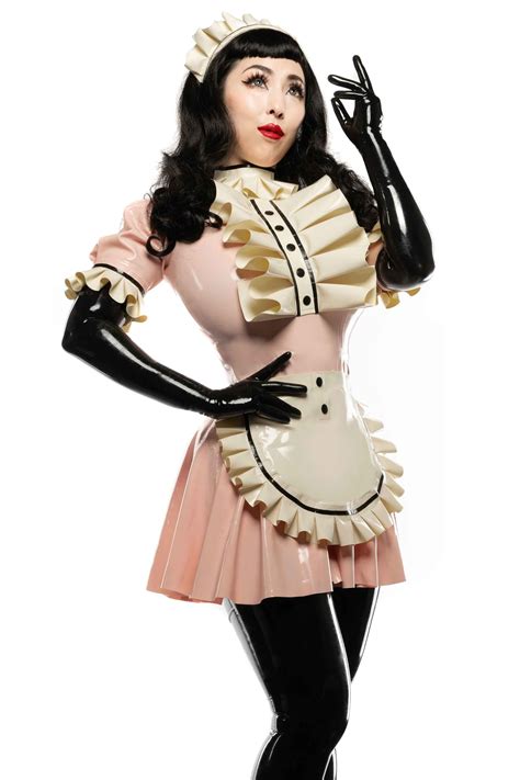 Saucy Maid Latex Uniform Dress With Apron And Headband