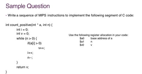 solved write a sequence of mips instructions to implement