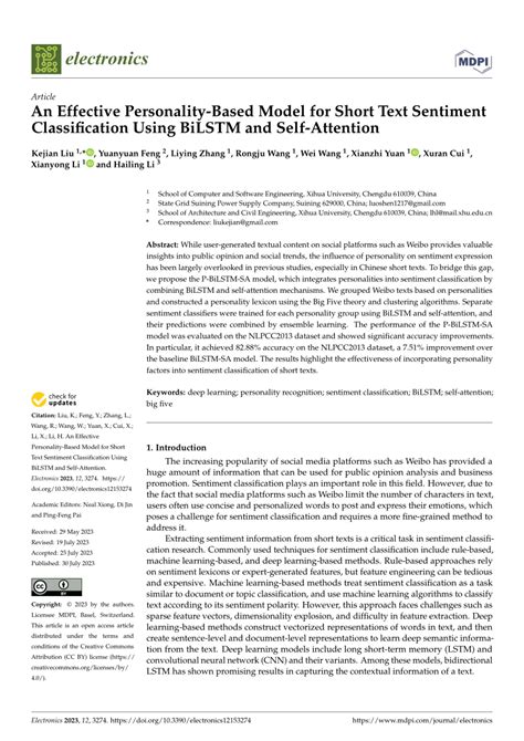 pdf an effective personality based model for short text sentiment classification using bilstm