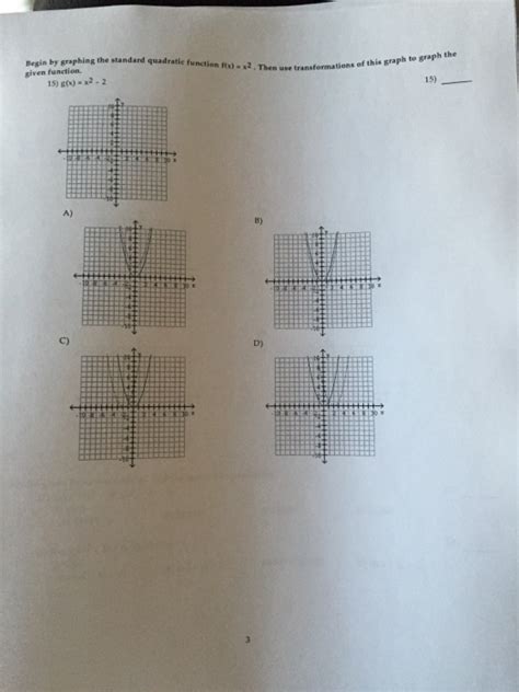 solved begin by graphing the standard quadratie function