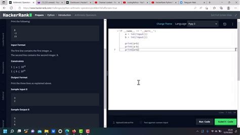 hackerrank python no 3 arithmetic operators youtube