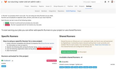 how to make the activated specific runner of gitlab working stack overflow
