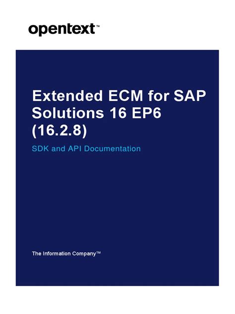 extended ecm for sap solutions 16 ep6 16 2 8 sdk and api documentation pdf class