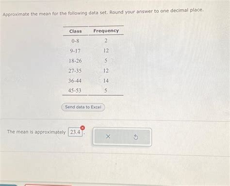 solved approximate the mean for the following data set