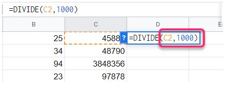 How To Divide All Cells By 1000 In Google Sheets And Excel Docs Tutorial