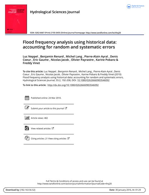 pdf flood frequency analysis using historical data accounting for random and systematic errors