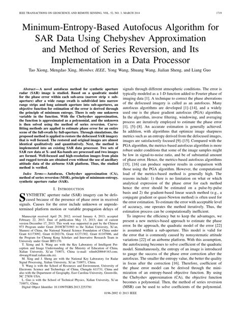 pdf minimum entropy based autofocus algorithm for sar data using chebyshev approximation and