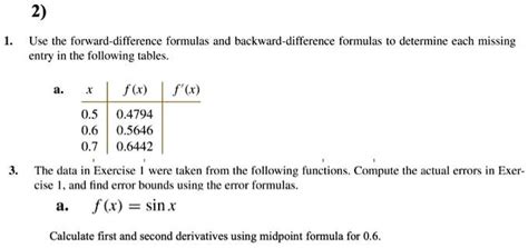 2 use the forward difference formulas and backward di… solvedlib
