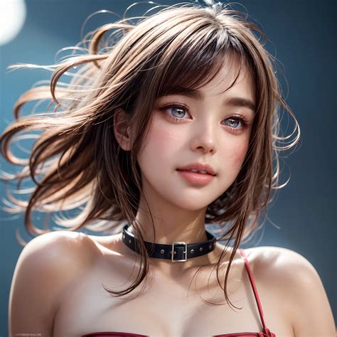 A Close Up Of A Woman With A Choke And A Choker Seaart Ai