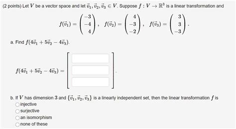 solved 2 points let v be a vector space and let v1 v2 v3