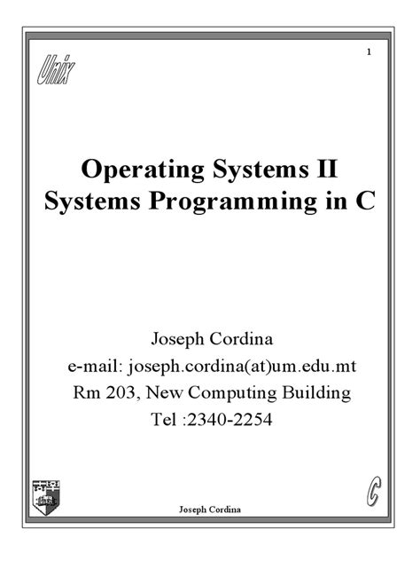 operating systems ii systems programming in c pdf unix kernel operating system