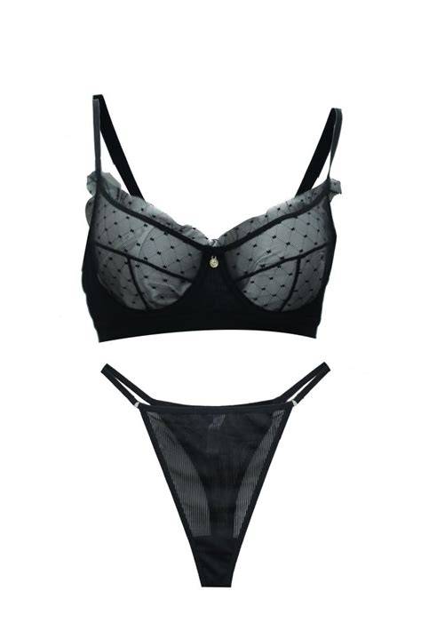 Sheer Bra And Thong Set Gella