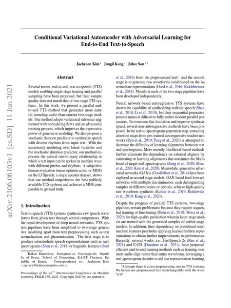 conditional variational autoencoder with adversarial learning for end to end text to speech