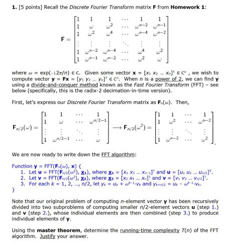 solved 1 [5 points] recall the discrete fourier transform