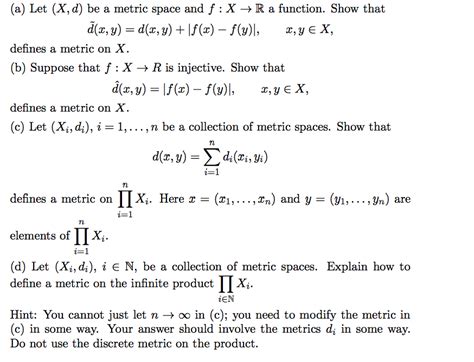 solved let x d be a metric space and f x rightarrow r a